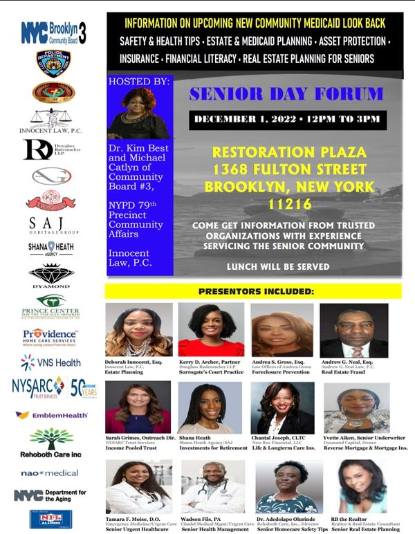 Complimentary Forum for Seniors on 12/1/2022 at Restoration Plaza ...